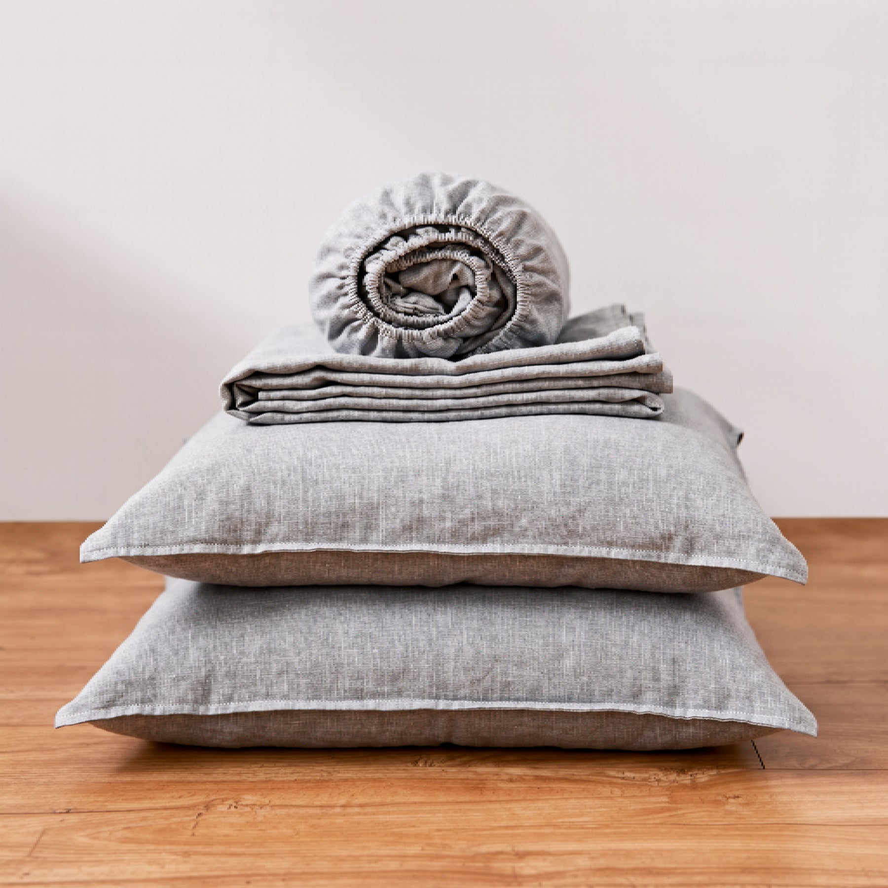 Light Grey Linen Sheet Set - Linen Times
